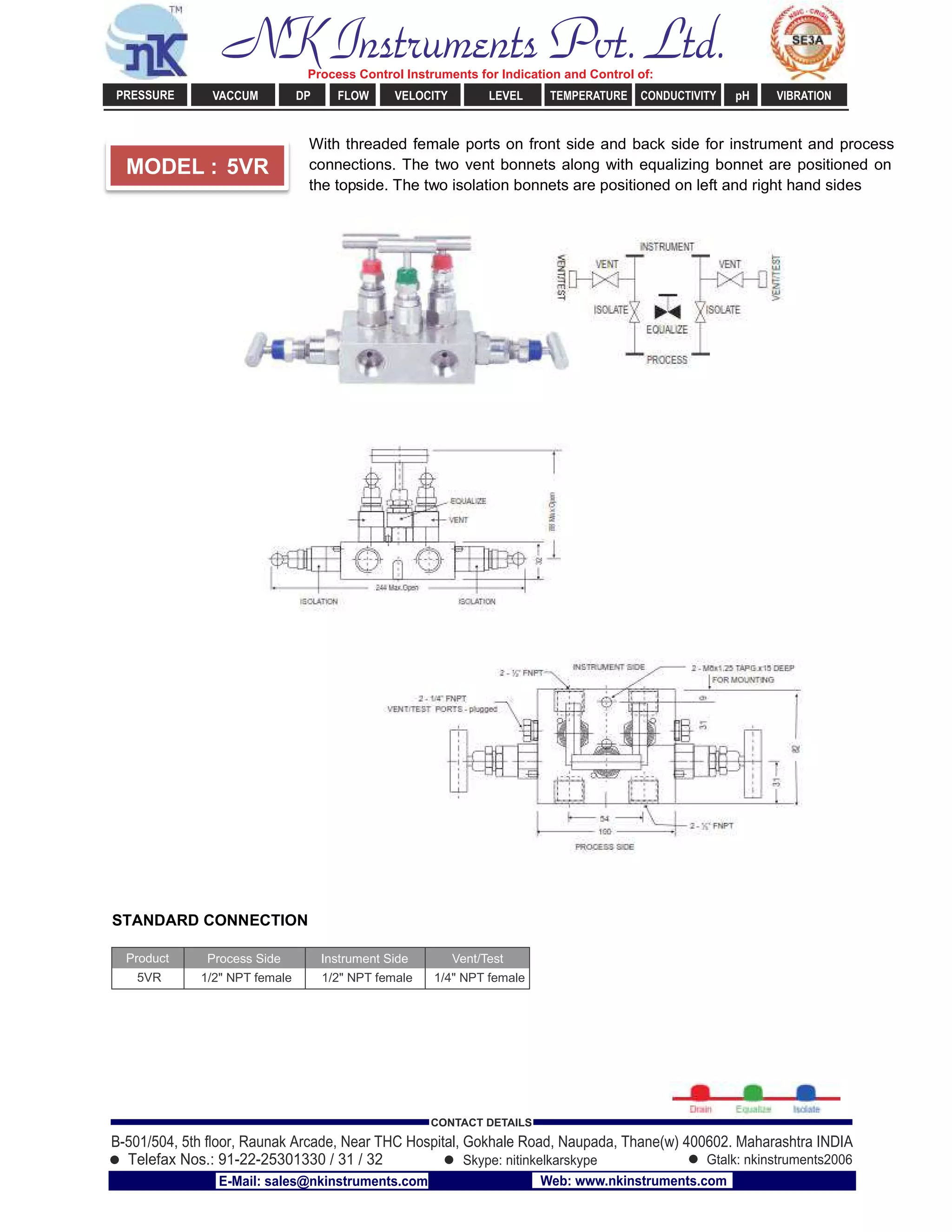 T type Five Valve Manifold (5VK) | PDF