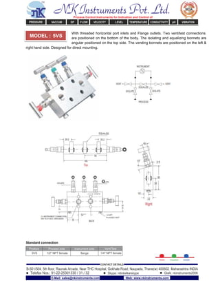 T type Five Valve Manifold (5VK) | PDF