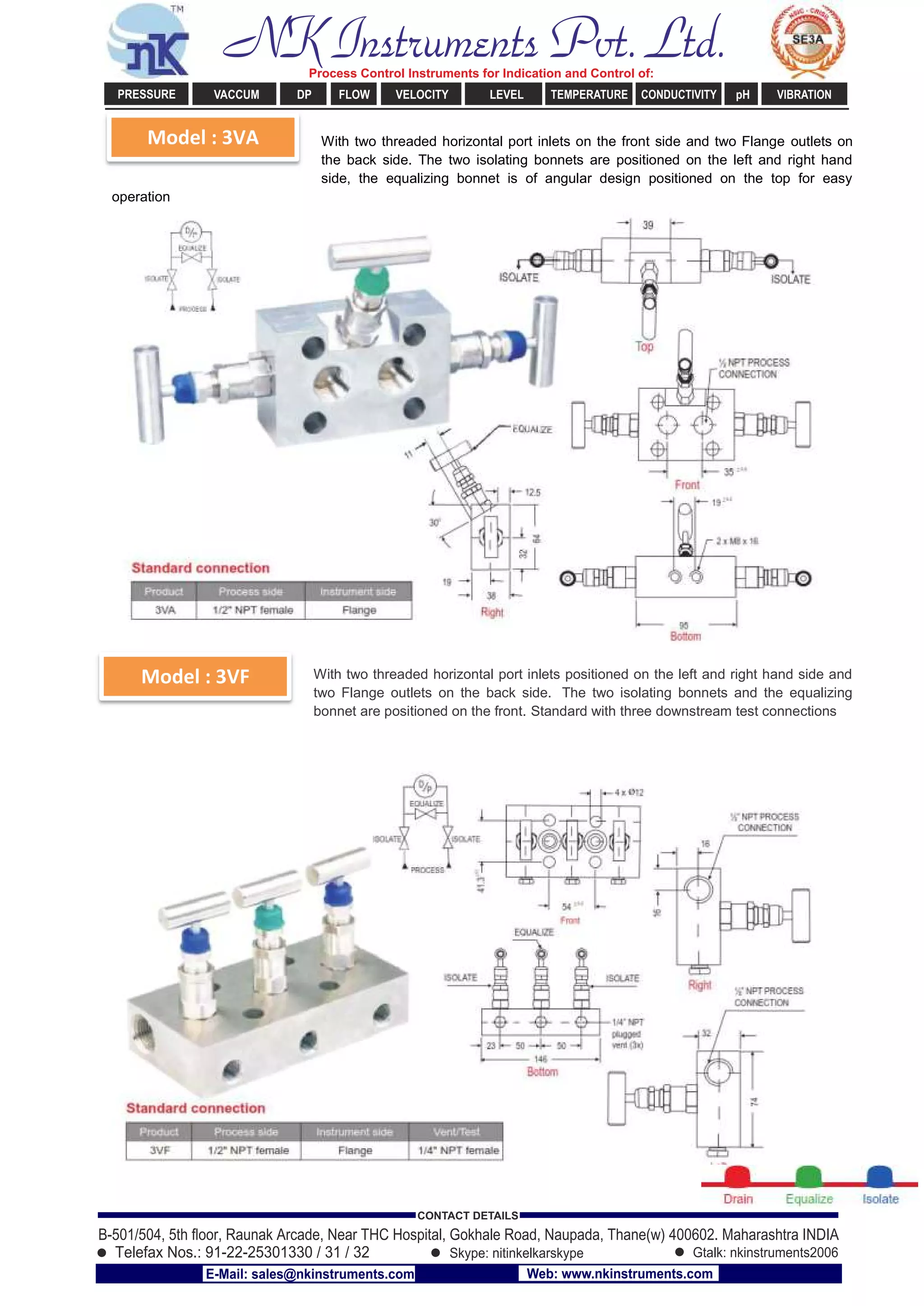 T type Three Valve Manifold (3VQ) | PDF