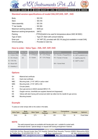 T type Three Valve Manifold (3VQ) | PDF
