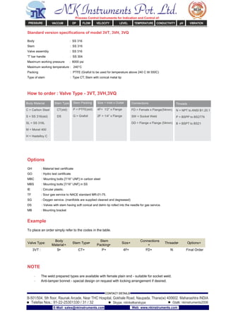T type Three Valve Manifold (3VQ) | PDF