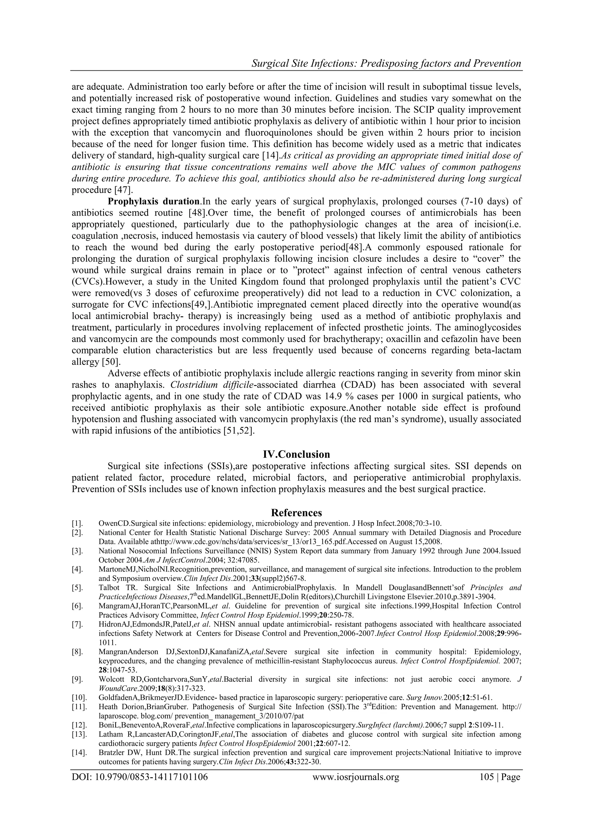 Surgical Site Infections: Predisposing factors and Prevention | PDF