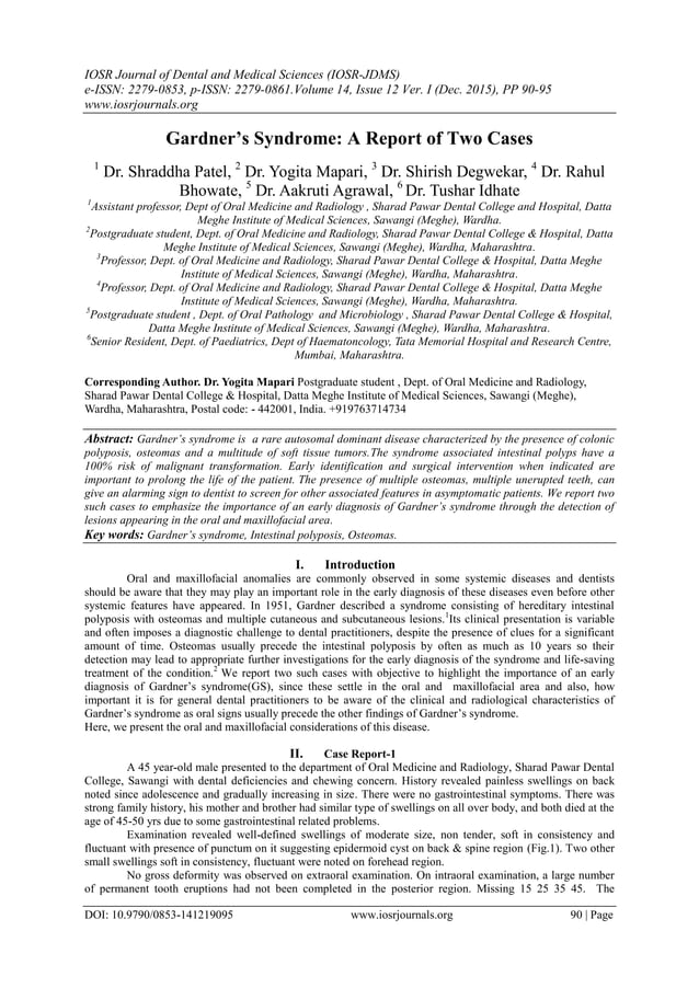 Gardner’s Syndrome: A Report of Two Cases | PDF