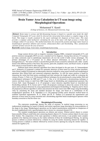 Brain Tumor Area Calculation in CT-scan image using Morphological Operations | PDF