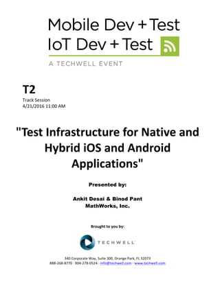 Test Infrastructure for Native and Hybrid iOS and Android Applications ...