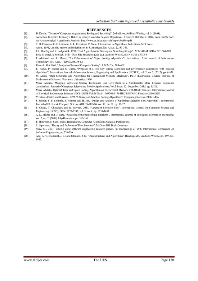Selection Sort with Improved Asymptotic Time Bounds | PDF Selection Sort with Improved Asymptotic Time Bounds | PDF
