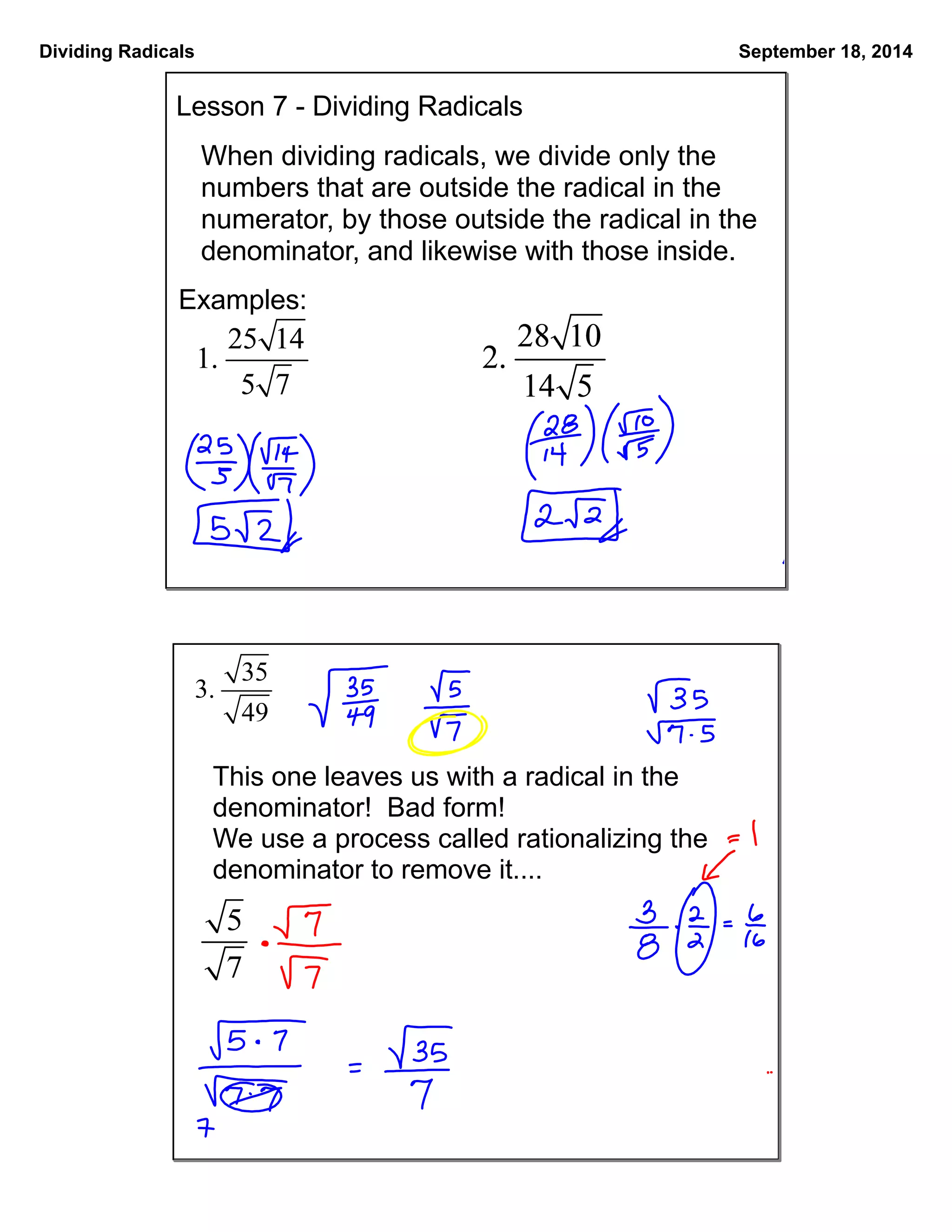 Dividing radicals | PDF