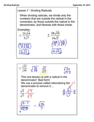 Dividing radicals | PDF