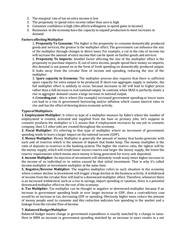 Multiplier Theory in Economics | DOCX
