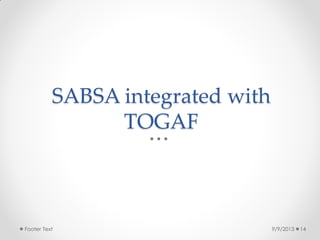 SABSA vs. TOGAF in a RMF NIST 800-30 context | PDF
