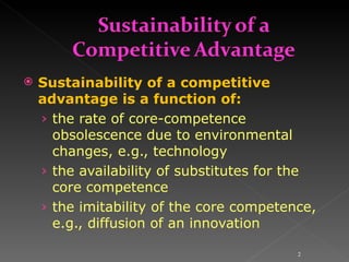 Sustainability of Competitive advantage | PPT