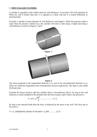 thin walled vessel and thick wall cylinder(strength of the material) | PDF