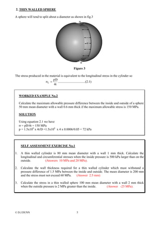thin walled vessel and thick wall cylinder(strength of the material) | PDF