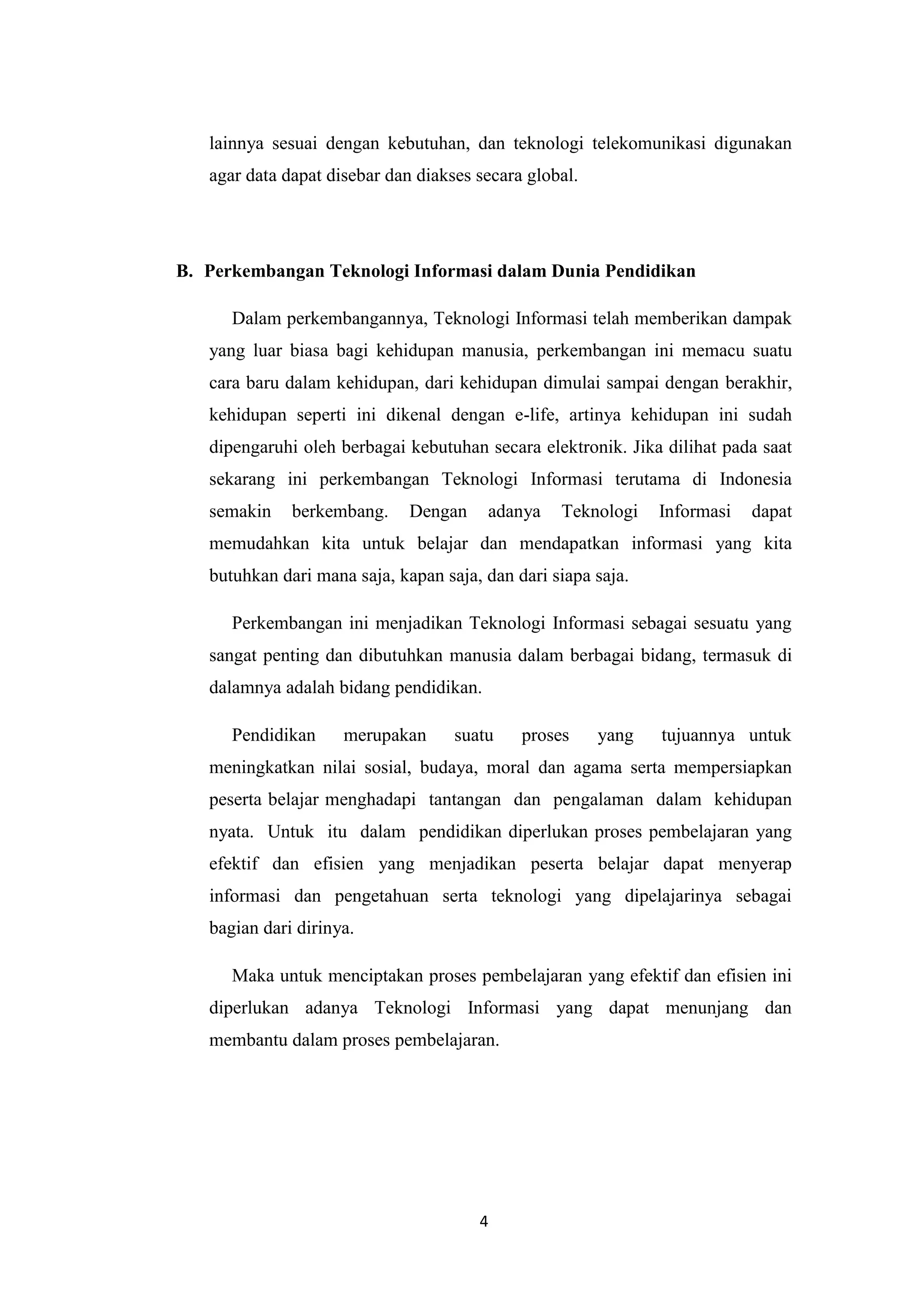 Pemanfaatan Teknologi Informasi dalam Dunia Pendidikan Pendidikan | DOCX