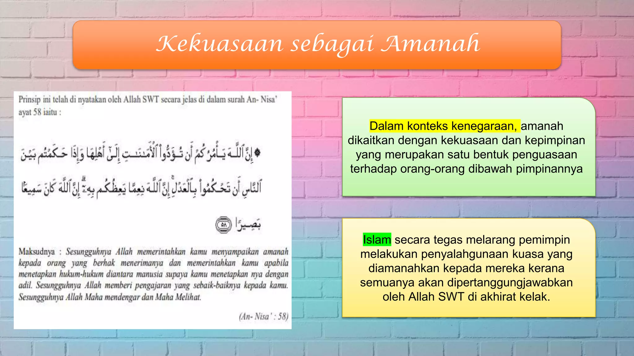 Topik 1 Peranan Al-Quran & As-sunnah (bidang politik) | PPTX