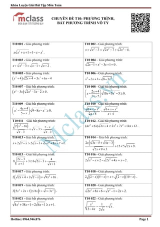 Phương trình và bất phương trình vô tỷ | PDF