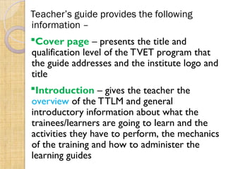 T11a Introduction to TTLM preparation for tvet | PPT