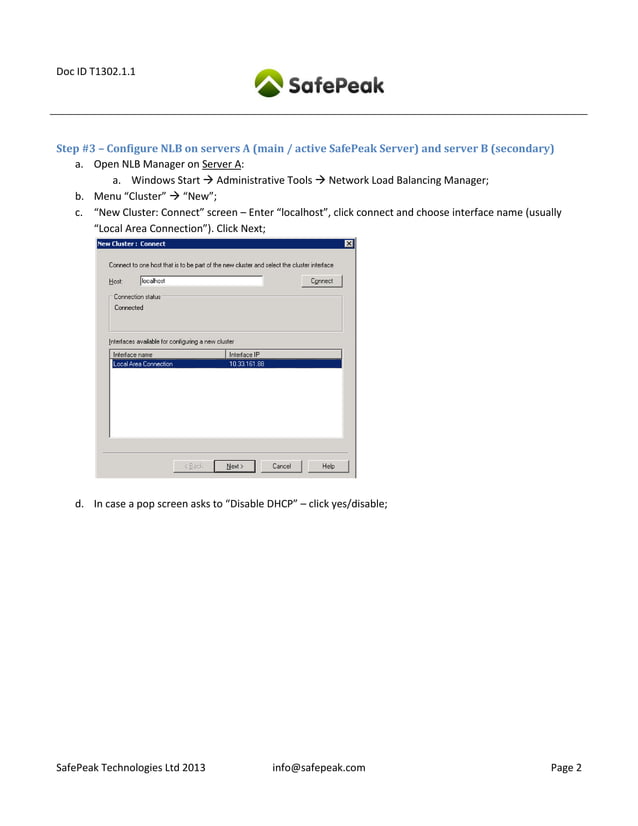 SafePeak - How to manually configure SafePeak Cluster | PDF