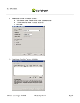 SafePeak - How to manually configure SafePeak Cluster | PDF