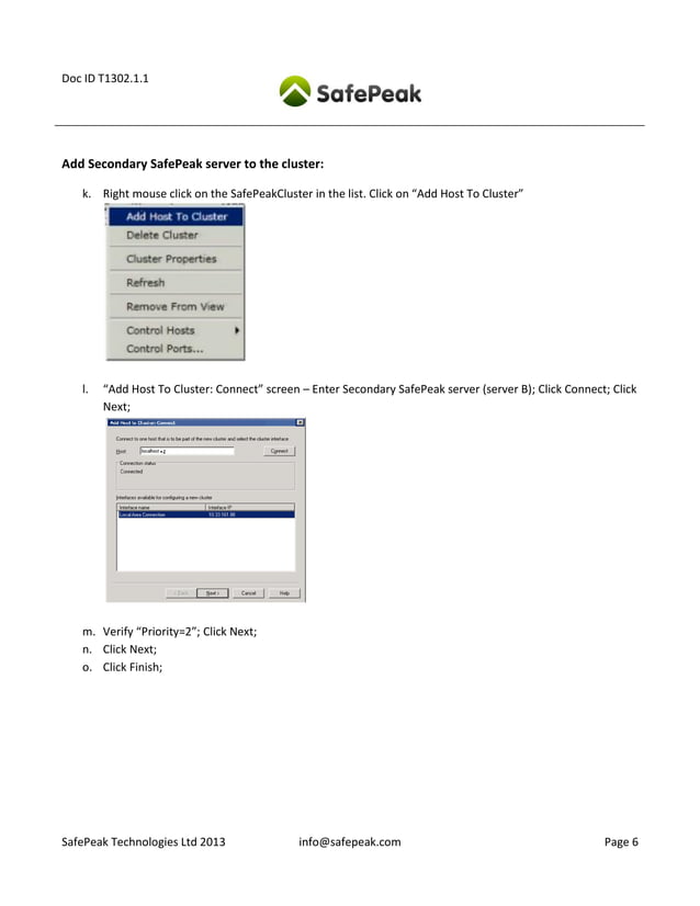 SafePeak - How to manually configure SafePeak Cluster | PDF