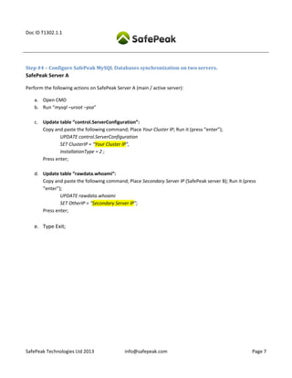 SafePeak - How to manually configure SafePeak Cluster | PDF