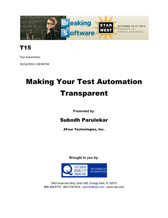 Making Your Test Automation Transparent | PDF