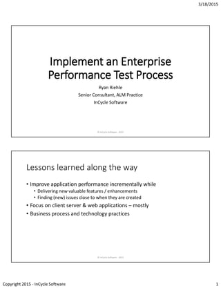 Implement an Enterprise Performance Test Process | PDF