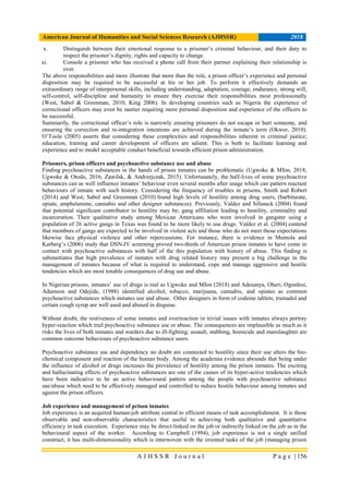 Management of Hostile Behaviour of Prison Inmates with Psychoactive ...