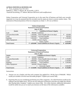 T1 ay13 14 actbas1 individual business case | PDF