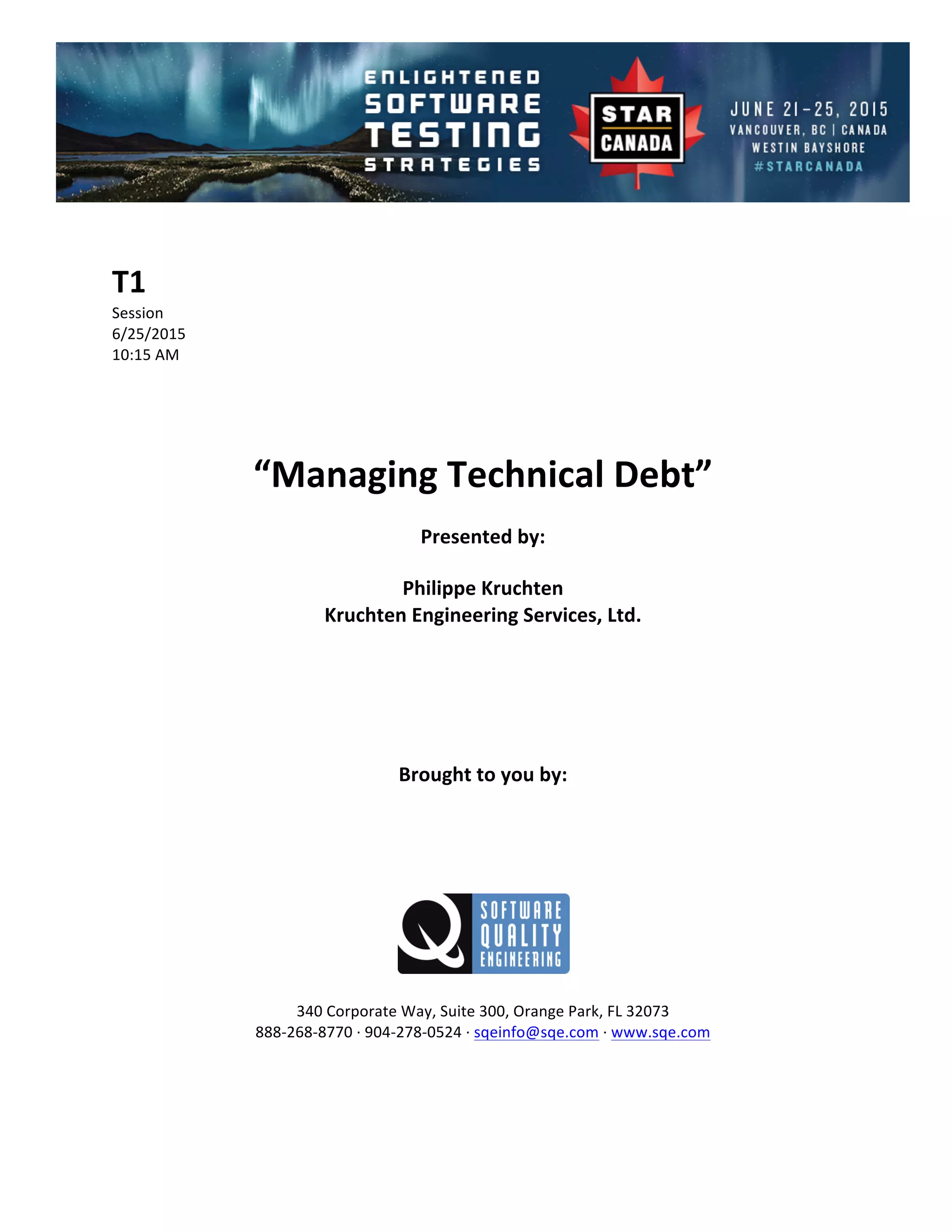 Managing Technical Debt | PDF