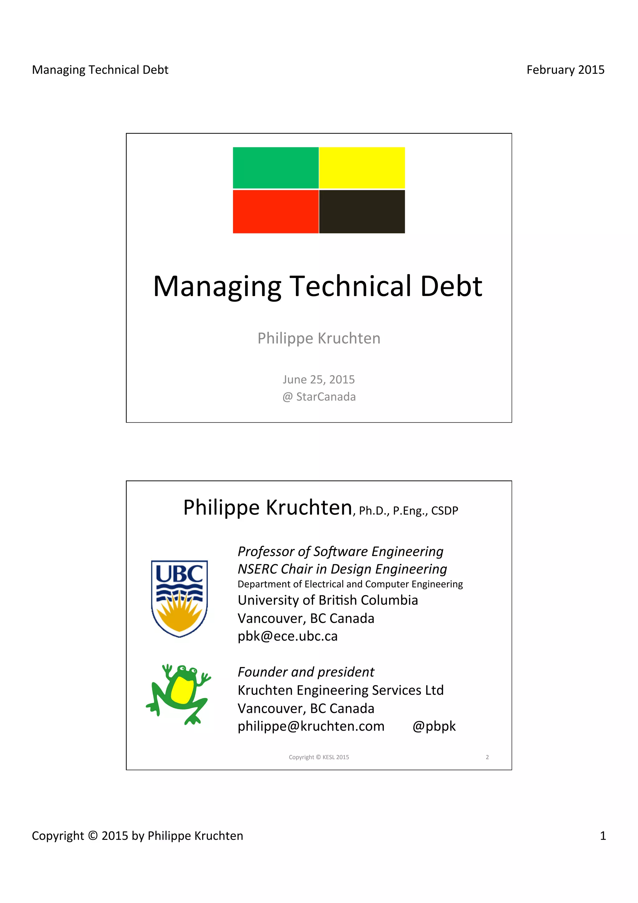 Managing Technical Debt | PDF