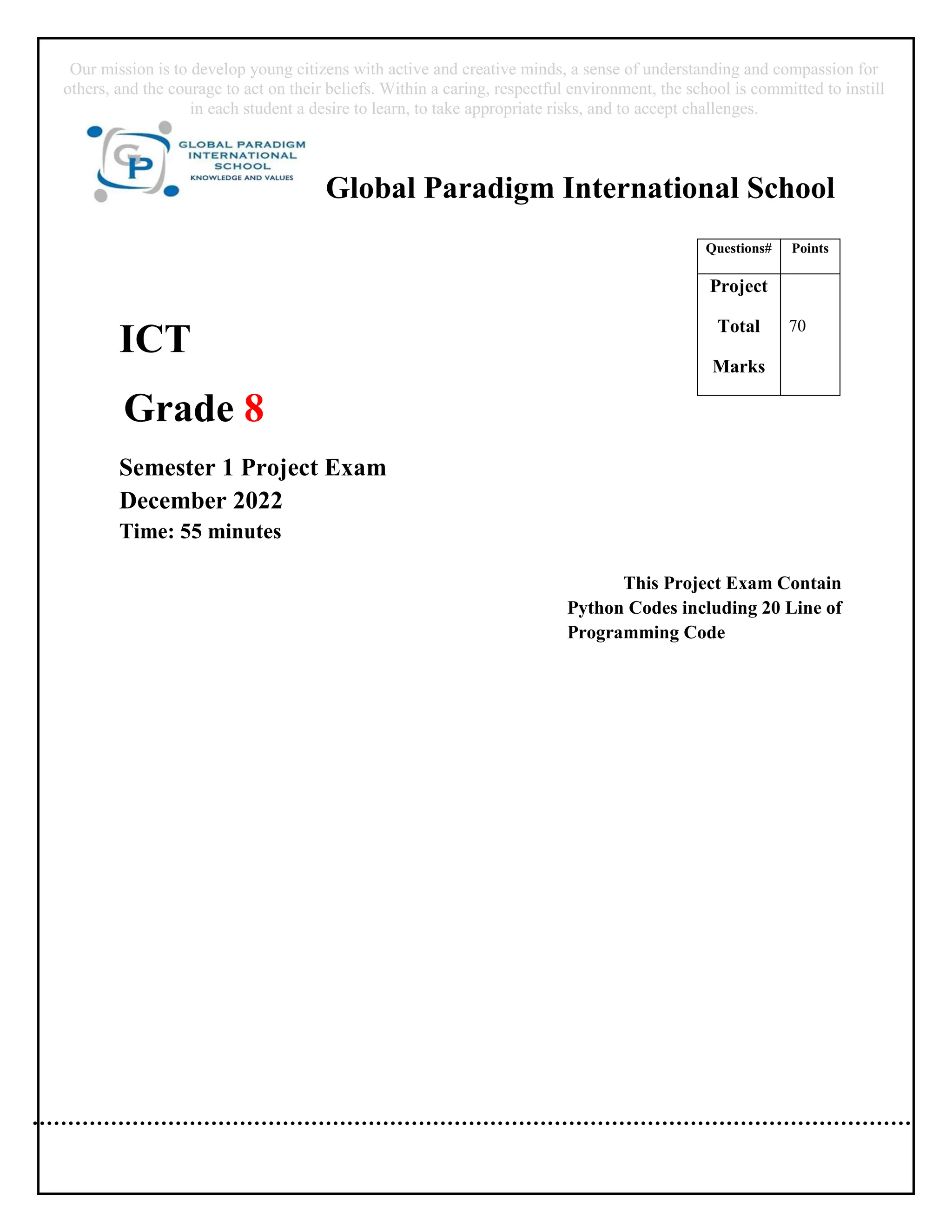 T1 Project EXAM G8.pdf | Educational Assessment | Education