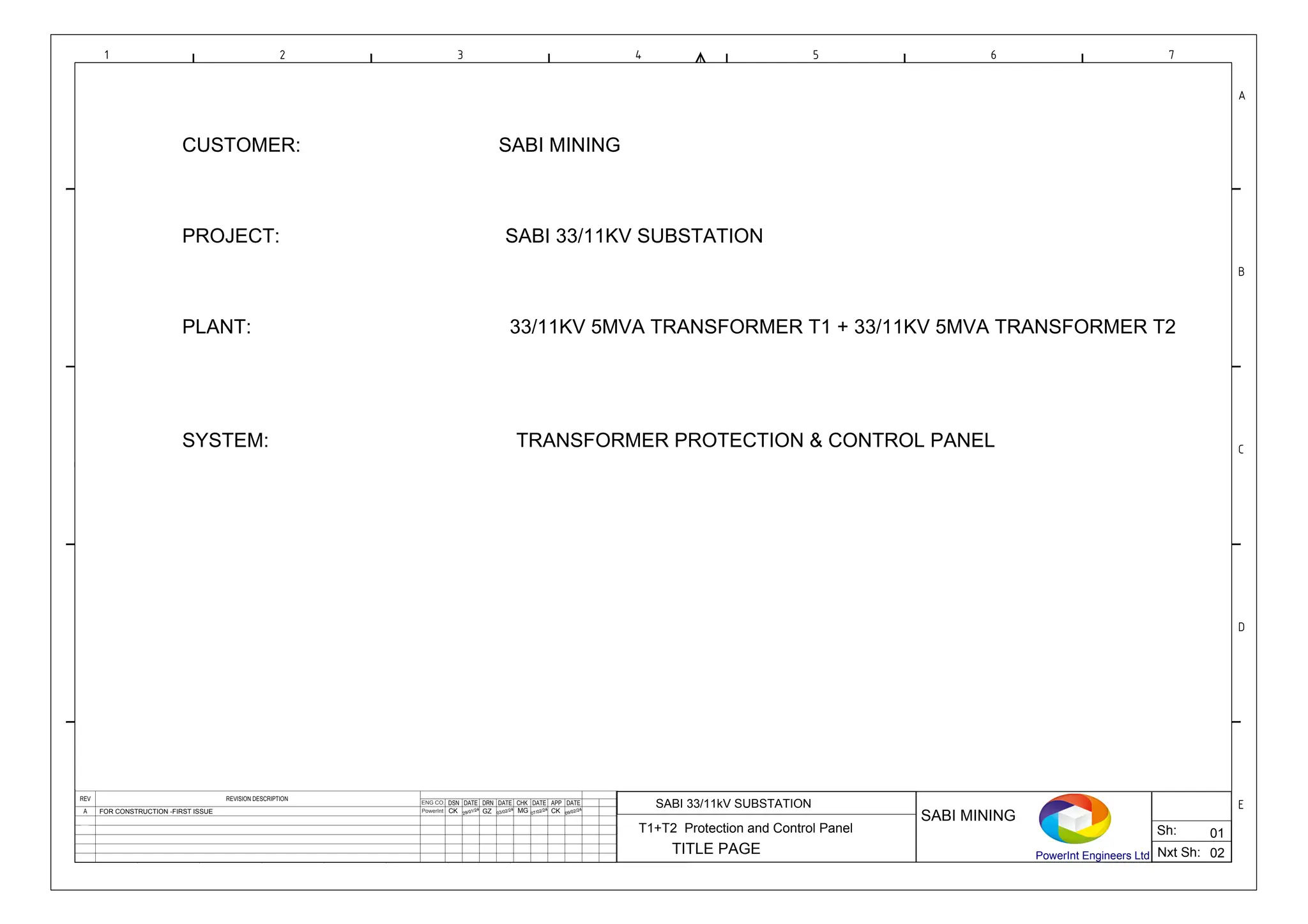 SUBSTATION T1 + T2 Protection & Control Panel.pdf