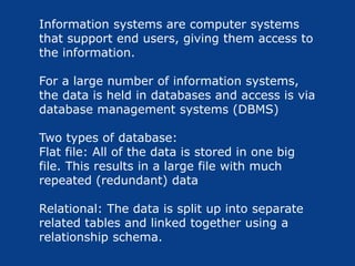 T1 w2 ipt hsc lesson information systems and databases | PDF | Databases | Computer Software and ...