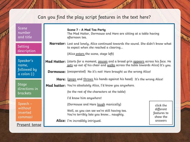 Features of a Play Script for elementary | PPTX | Theater | Fine Art