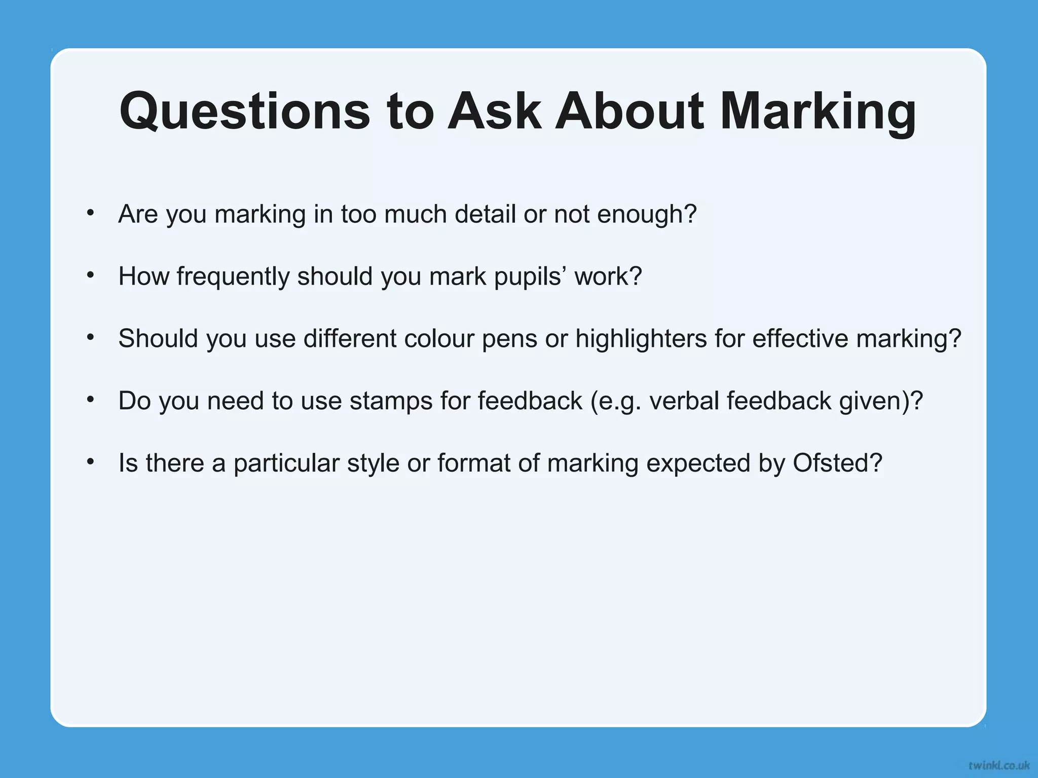 School Marking Guidance Update PowerPoint | PPT