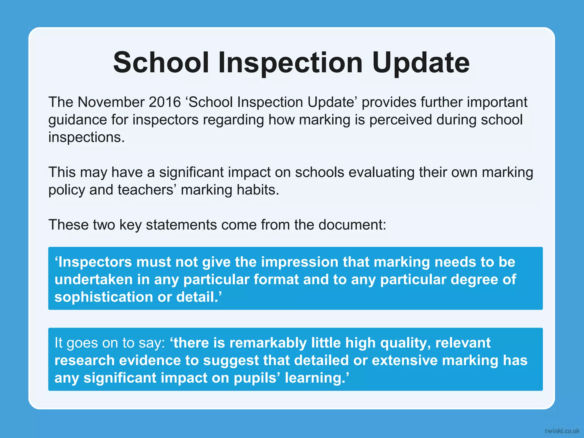 School Marking Guidance Update PowerPoint | PPT