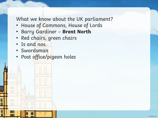 What is Parliament? For children to understand the structure of the UK ...