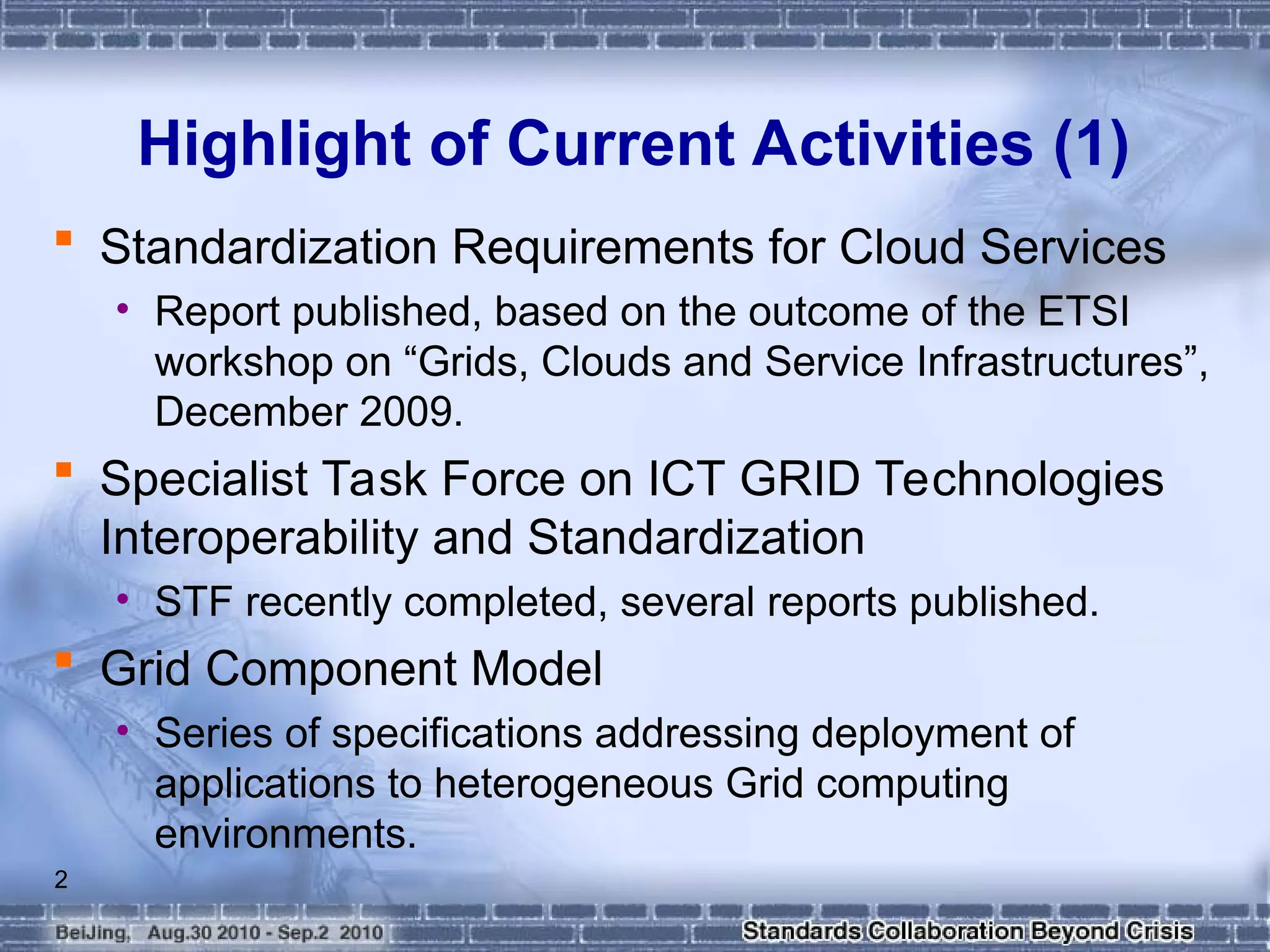 ETSI and cloud computing , ETSI vs SES, GSC | PPT