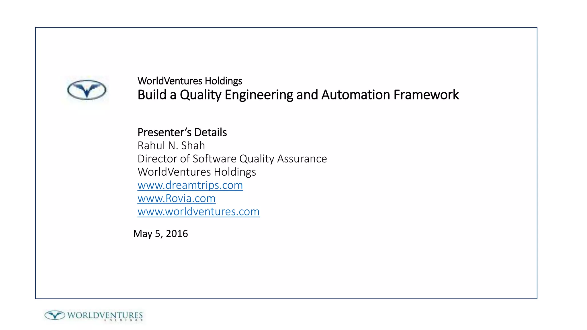 Build a Quality Engineering and Automation Framework | PDF
