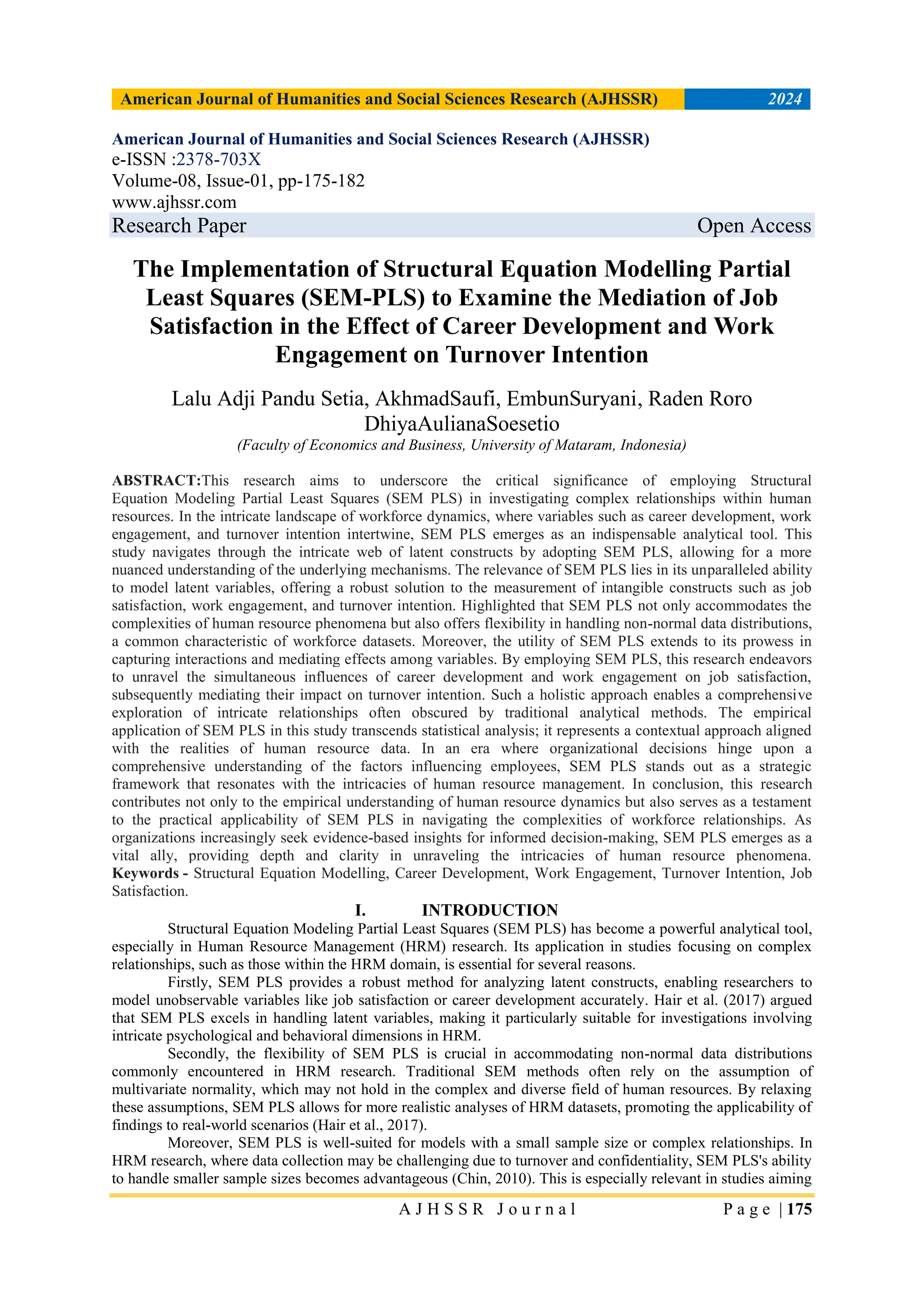 The Implementation Of Structural Equation Modelling Partial Least