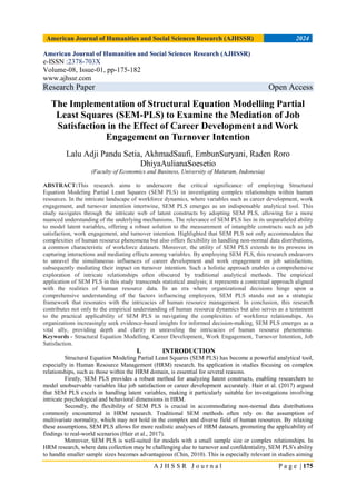 The Implementation of Structural Equation Modelling Partial Least Squares (SEM-PLS) to Examine ...