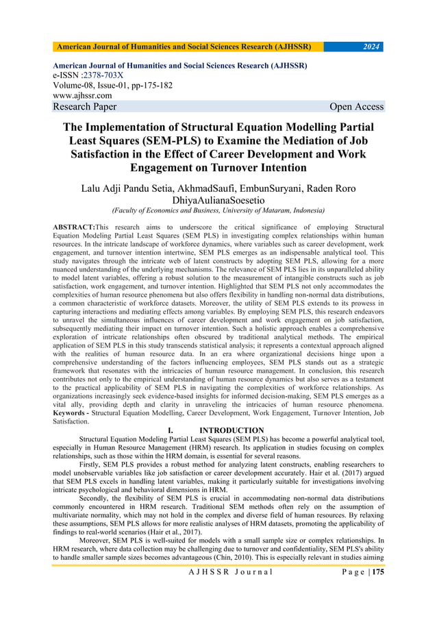 The Implementation of Structural Equation Modelling Partial Least Squares (SEM-PLS) to Examine ...