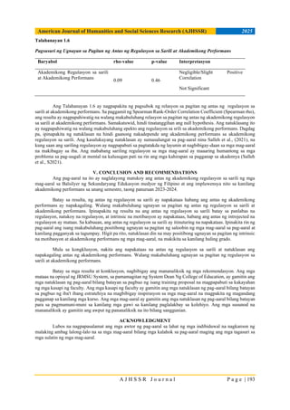 Regulasyon Sa Sarili at Akademikong Performans Ng Mga MagAaral Sa ...