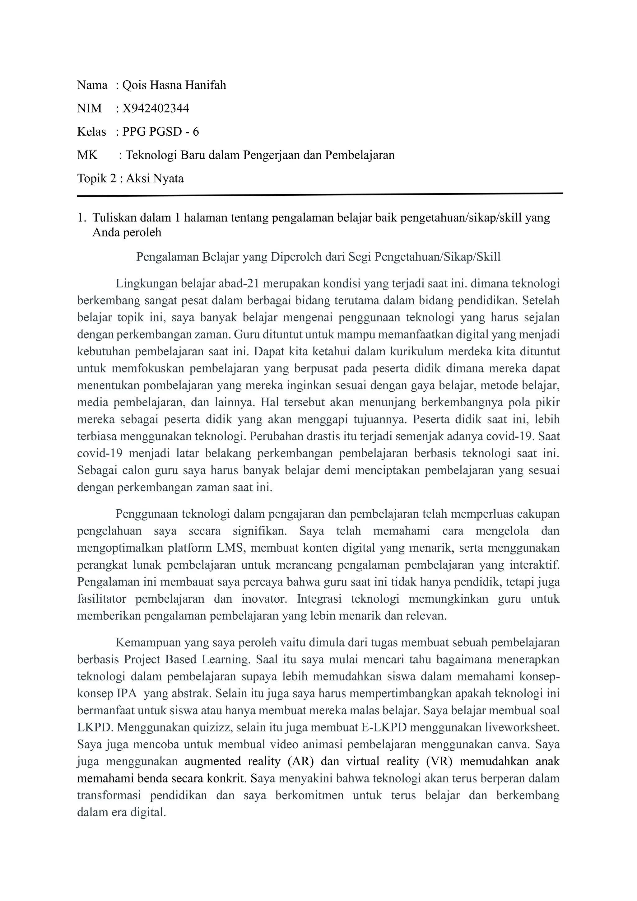 T2 Aksi Nyata Teknologi Baru dalam Pengajaran dan Pembelajaran | PDF