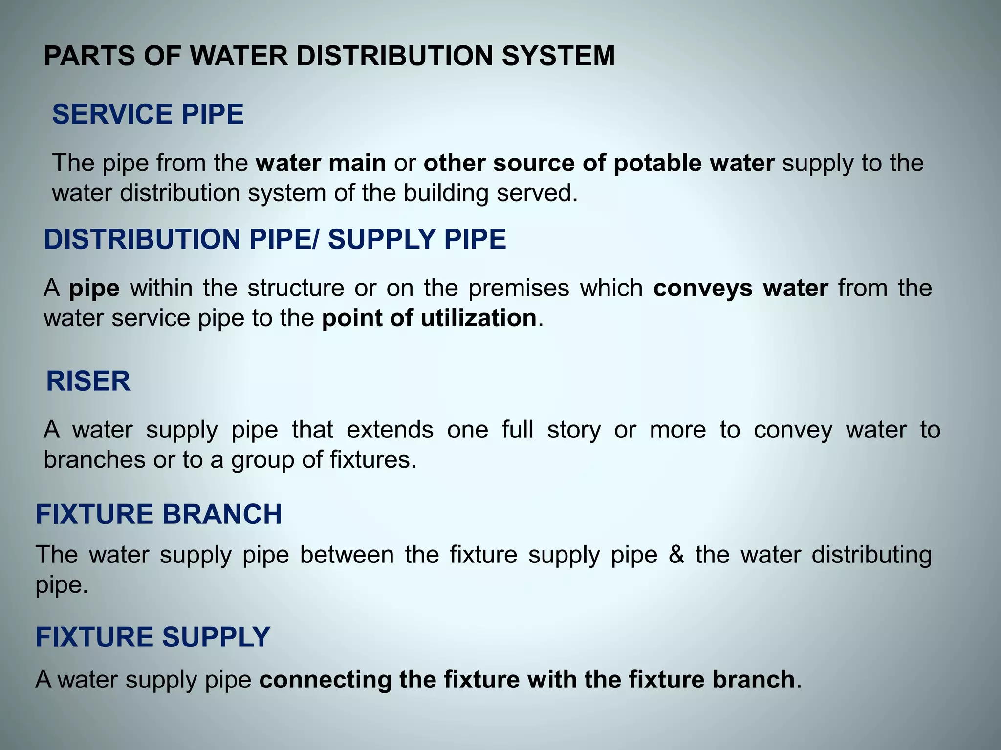 Cold water supply system & Components | PPSX
