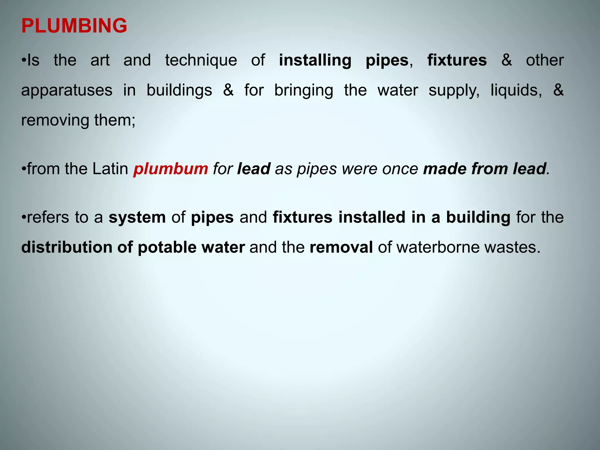 Cold water supply system & Components | PPSX