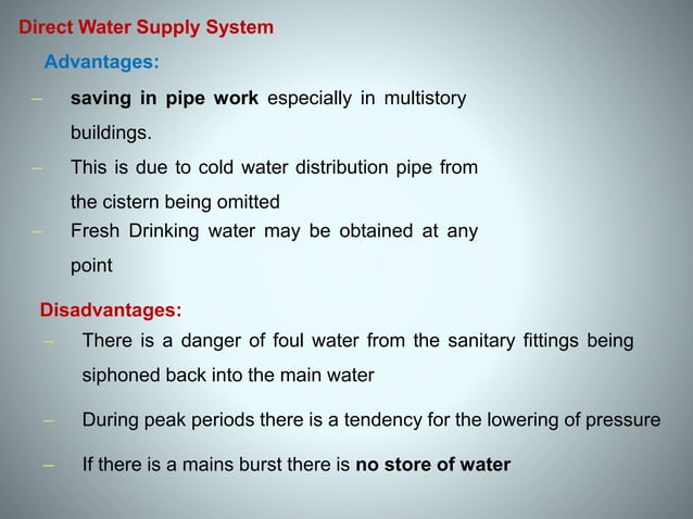 Cold water supply system & Components | PPSX