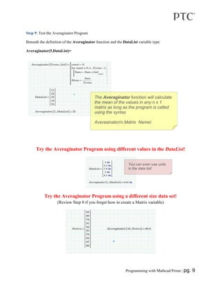 Programming with Mathcad Prime | PDF