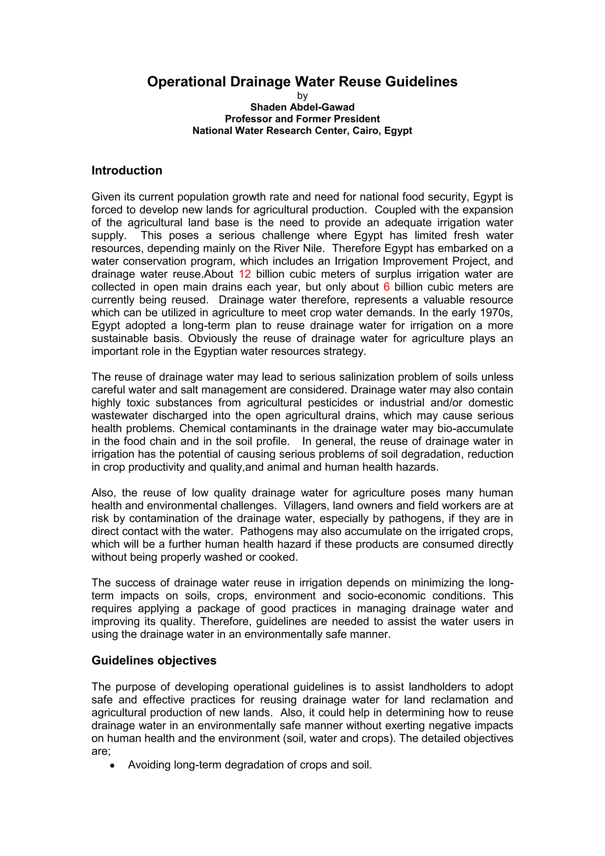 Operational Drainage Water Reuse Guidelines | DOCX